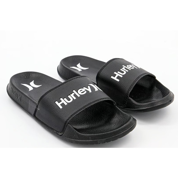 Hurley | Shoes | Hurley One Only Black Slip On White Logo Open Toe Mens ...